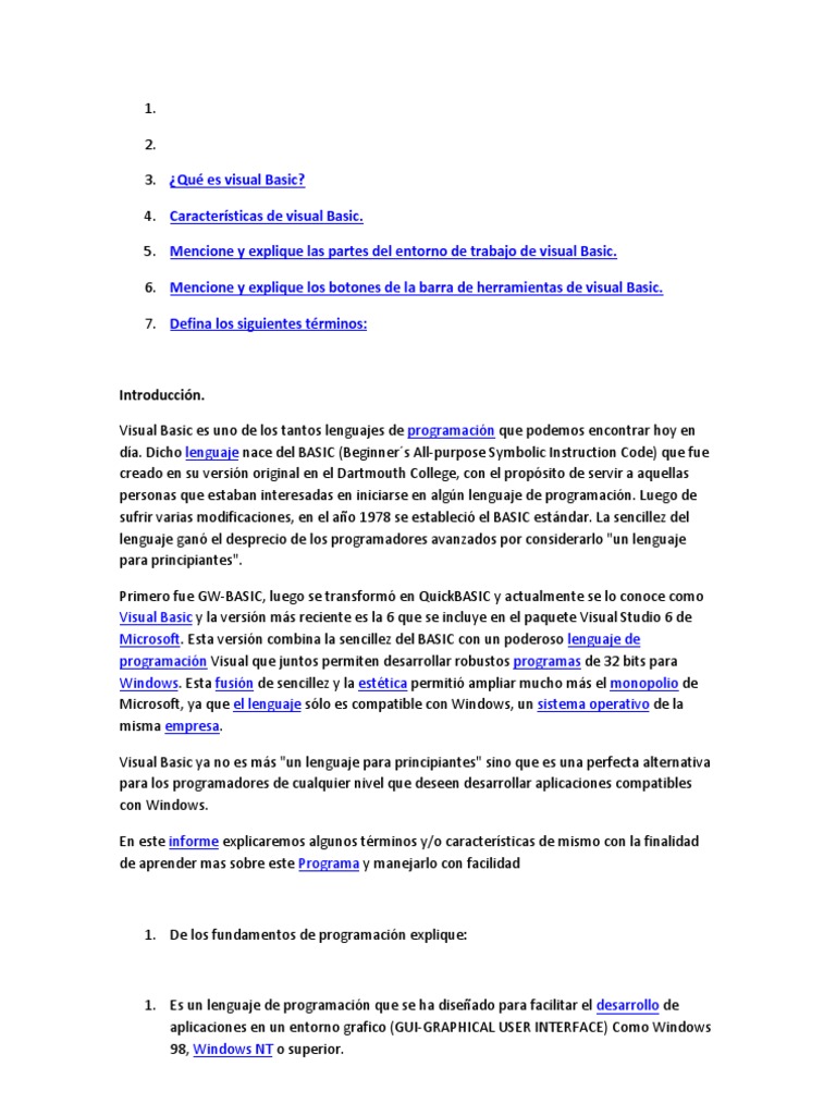 Qué Es Visual Basic | PDF | Básico | Ventana (informática)