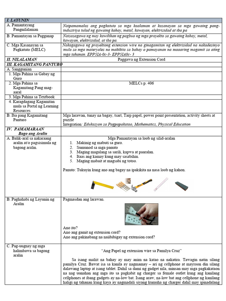COT - EPP - Industrial - Arts (Pagagawa NG Extension) | PDF