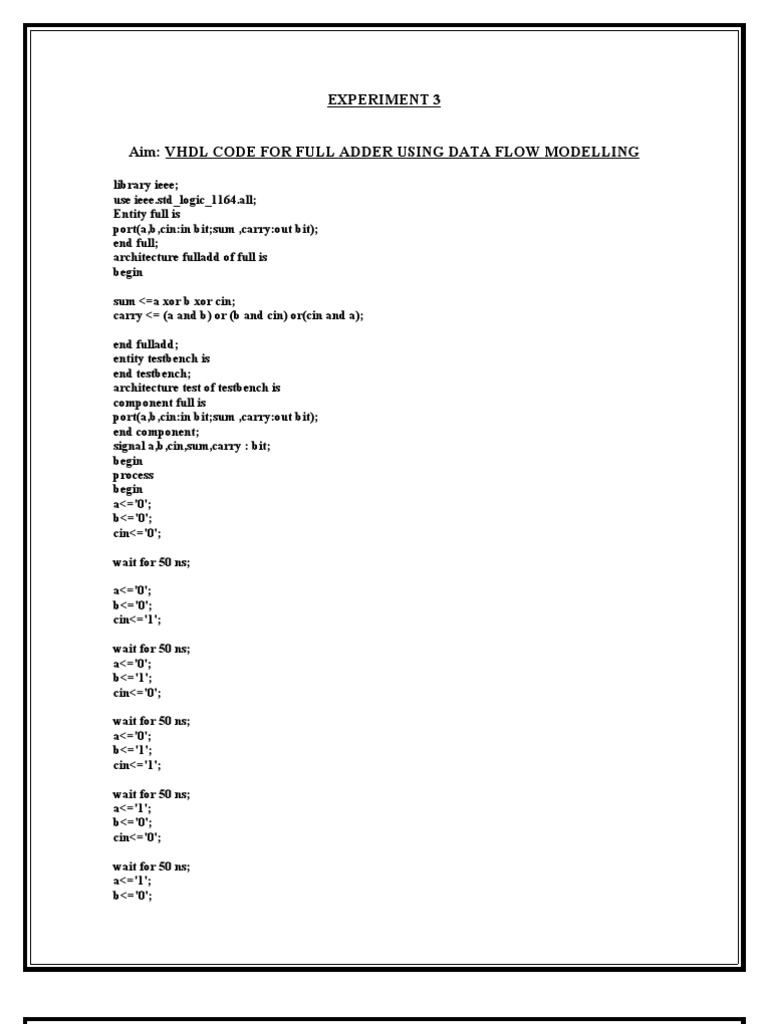 VHDL Full Adder Code Examples | PDF