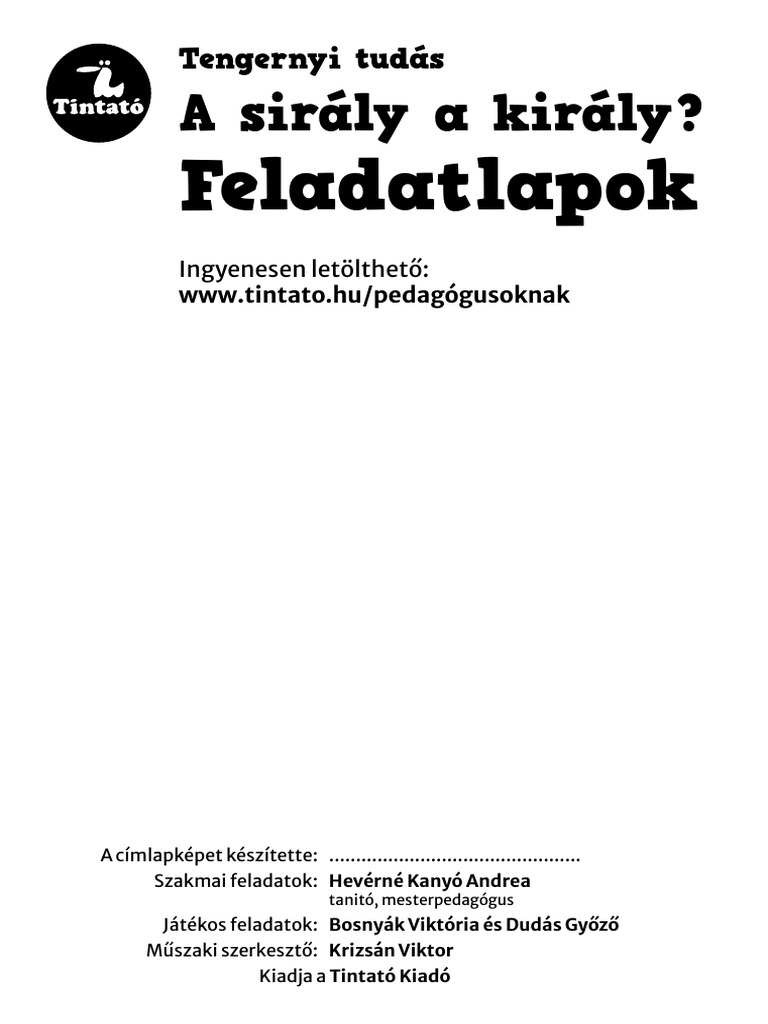 Tintato A Siraly A Kiraly Feladatgyujtemeny 2022 | PDF