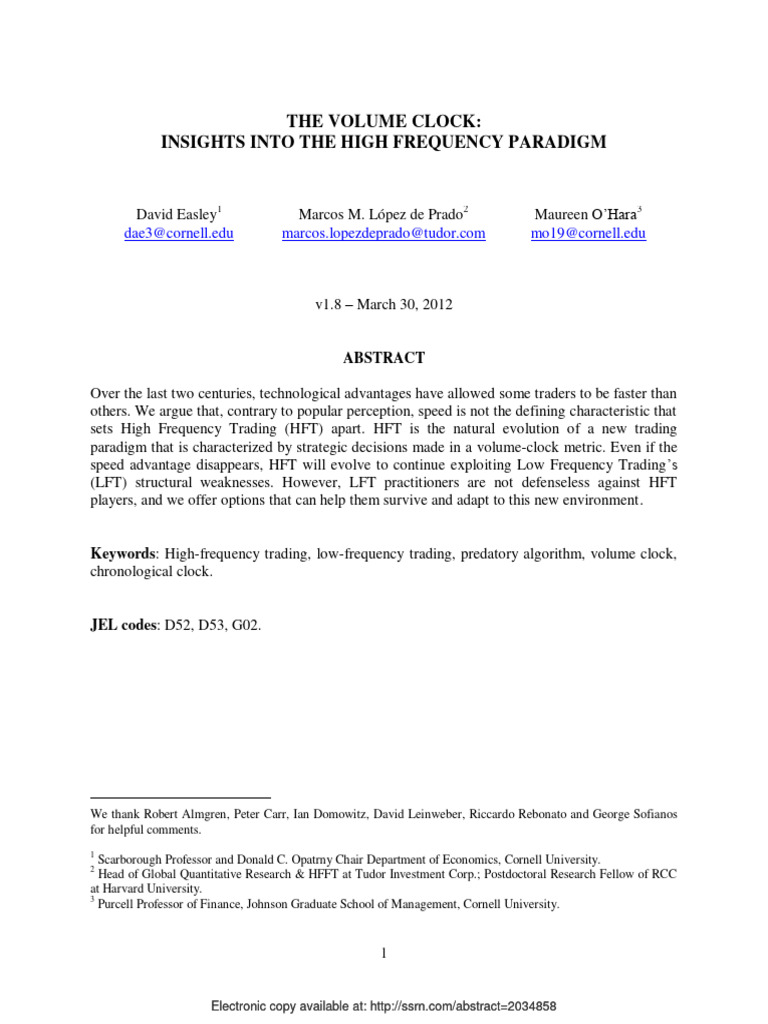 The Volume Clock Insights Into The High | PDF | High Frequency Trading ...