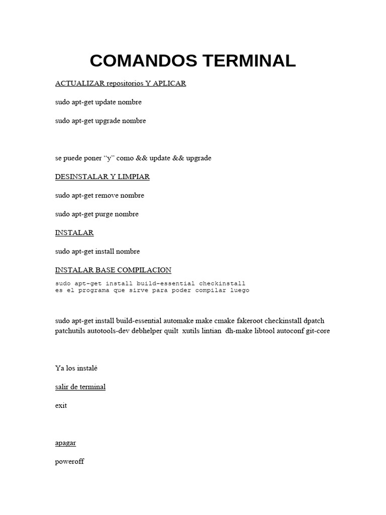 COMANDOS TERMINAL | PDF | Software del sistema | Informática