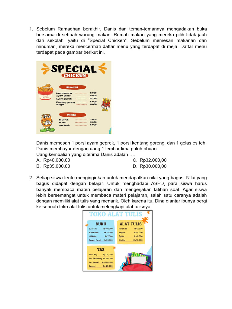 SOAL TO MTK PAKET 2 2024 Gabung Non Kunci | PDF