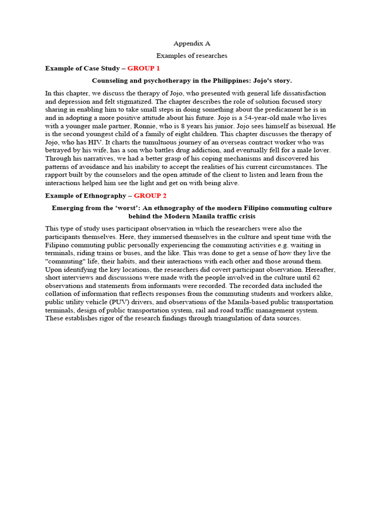Appendix A | PDF | Perfectionism (Psychology) | Qualitative Research