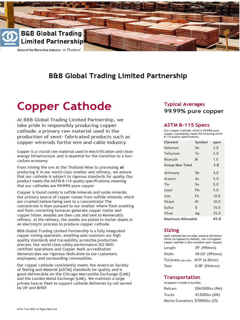 RT Copper Cathode | PDF | Smelting | Copper