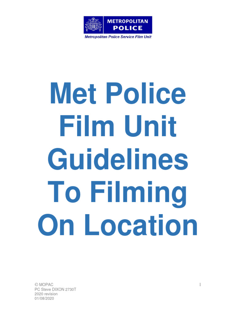 Guidelines Filming Location London | PDF | Police | Unmanned Aerial Vehicle