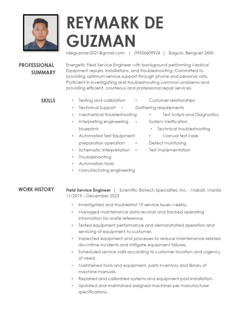 resume sample | PDF | Engineering | Troubleshooting