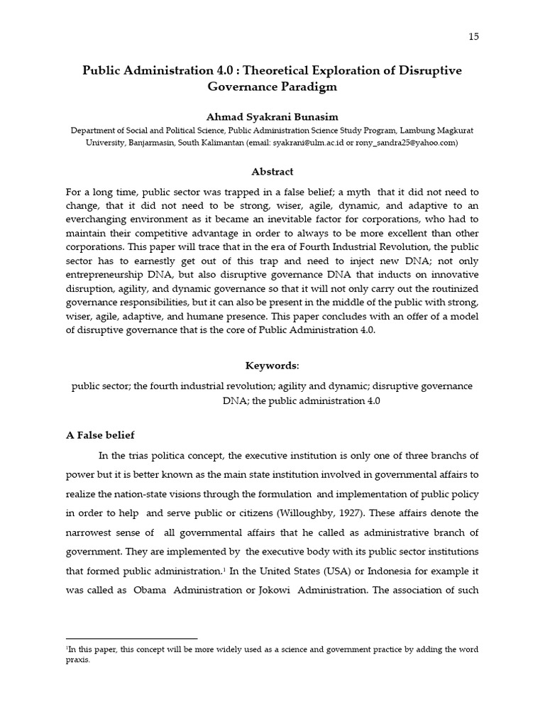 Public Administration 4.0 Theoretical Exploration of Disruptive | PDF | Health Care | Internet ...