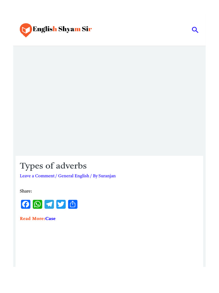 Types Of Adverbs Pdf Adverb Syntax