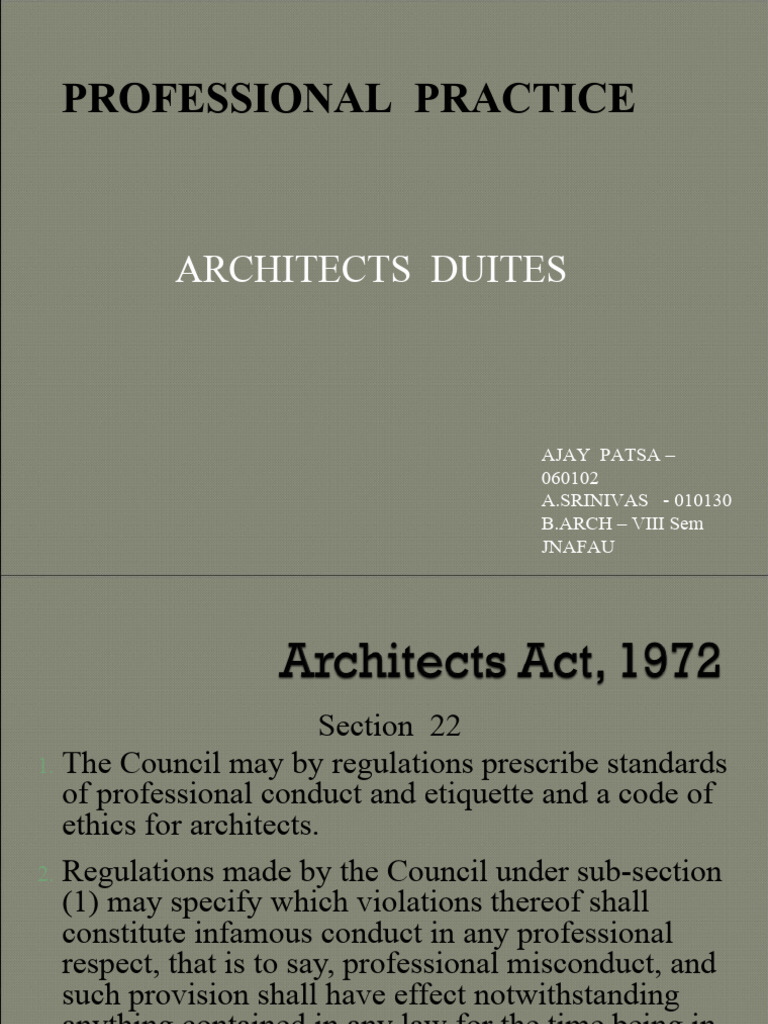 Duties and Responsibilities - Architect | PDF | Architect | Employment
