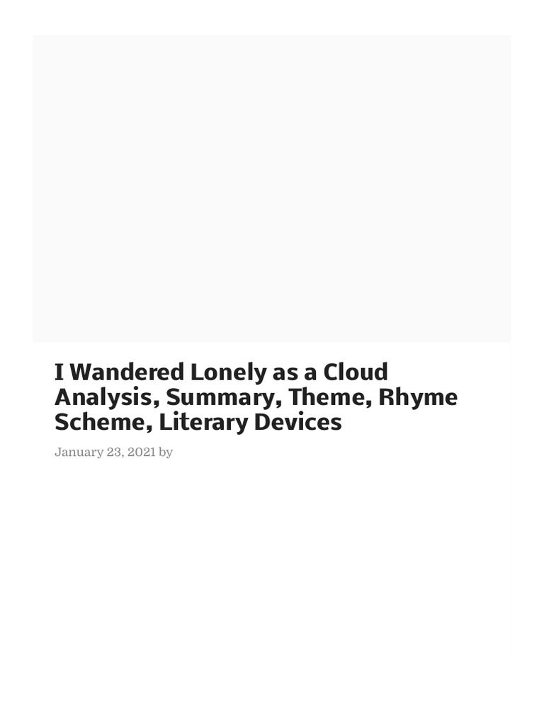 I Wandered Lonely As A Cloud Analysis, Summary, Theme, Rhyme Scheme ...