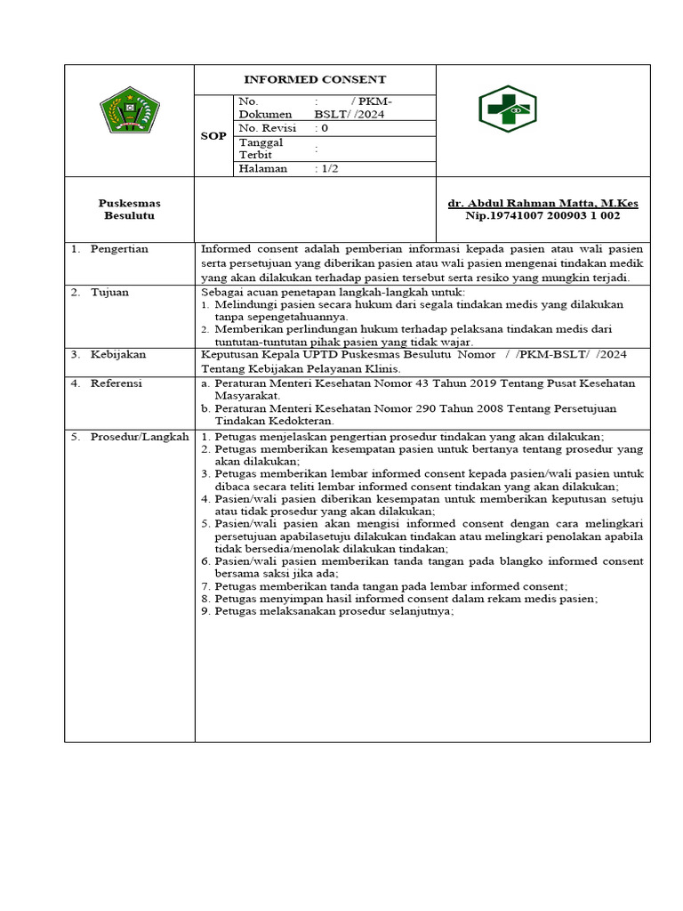 Sop Informed Consent Fix | PDF