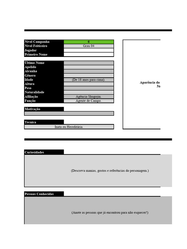 Ficha Da Agência Shugojin MODELO | PDF