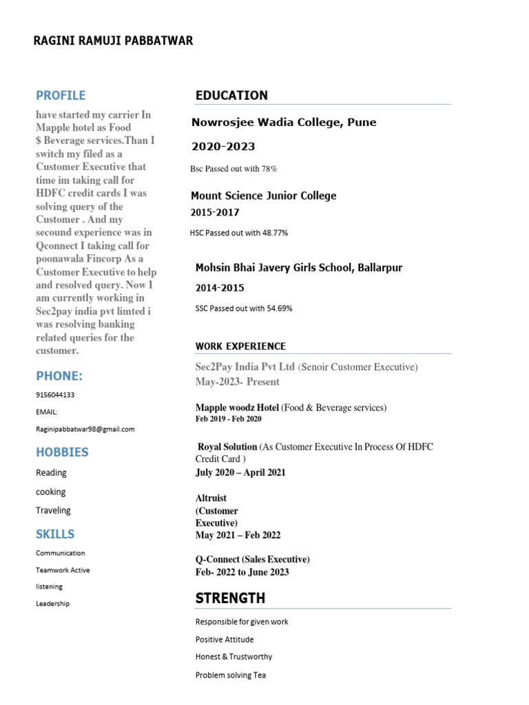 Ragini Resume | PDF