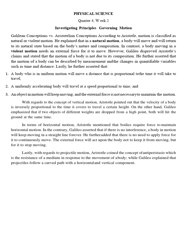Investigating Principles Governing Motion Pdf Force Inertia