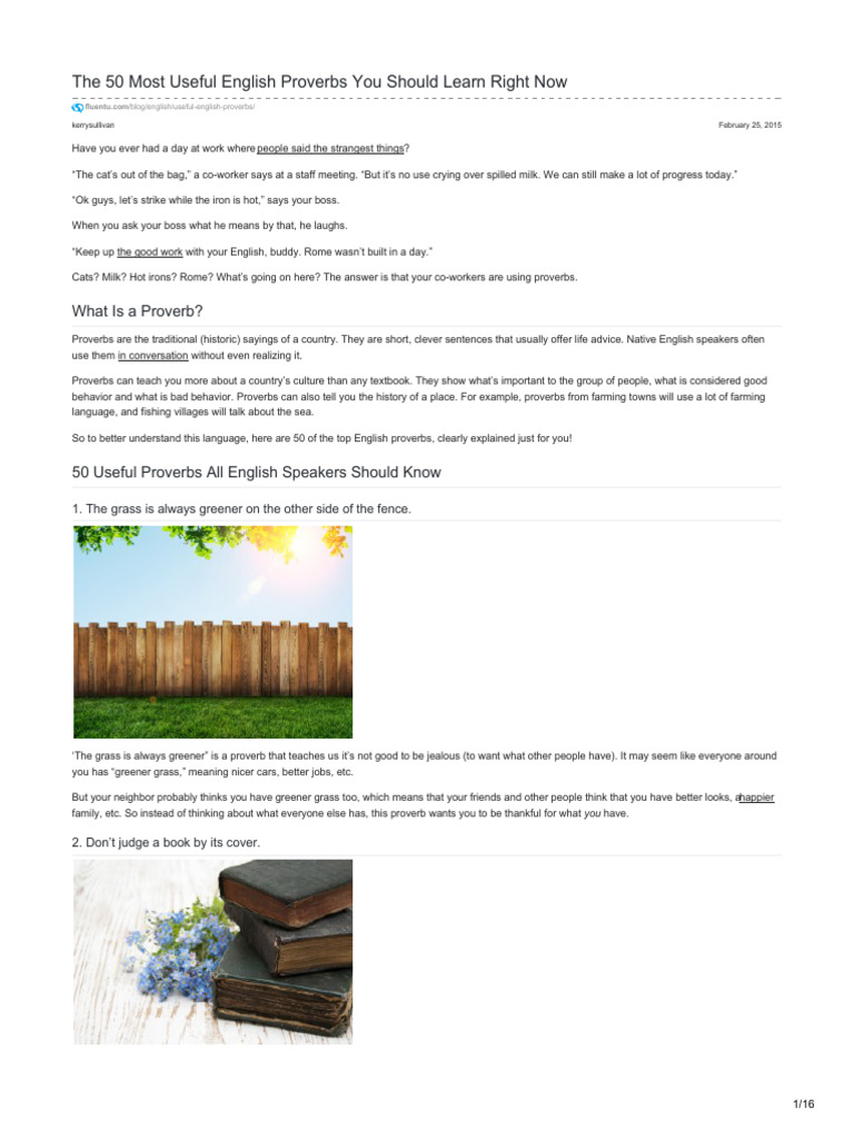 50 Essential English Proverbs to Learn | PDF | Proverb | Curiosity