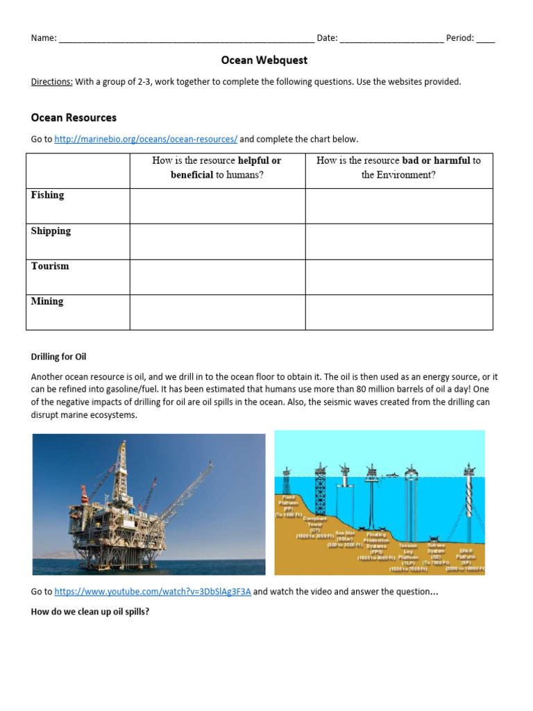 Ocean Webquest | PDF | Oceans | Petroleum