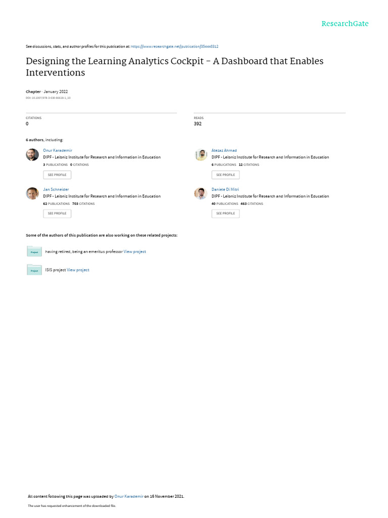 Designing The Learning Analytics Cockpit - A Dashboard That Enables Interventions | PDF ...