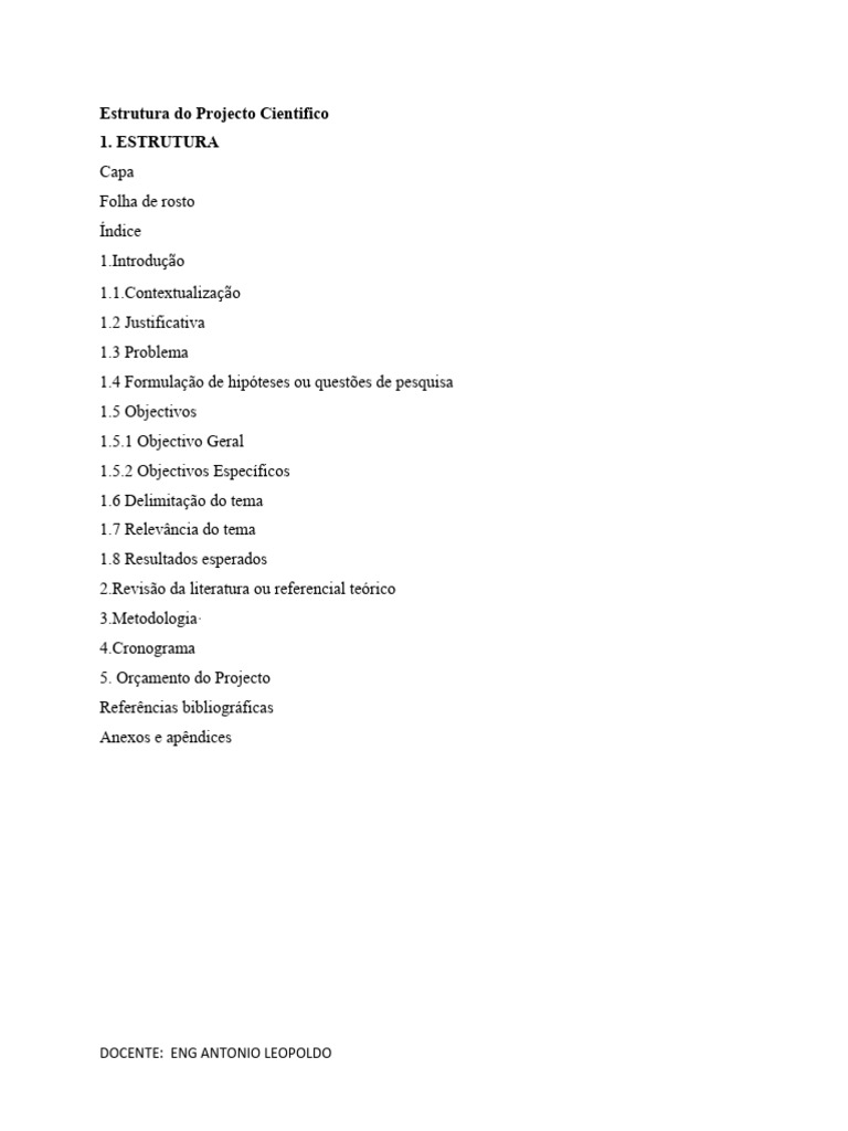 Estrutura Do Projecto Cientifico ISCTAC 2024 | PDF | Método científico ...