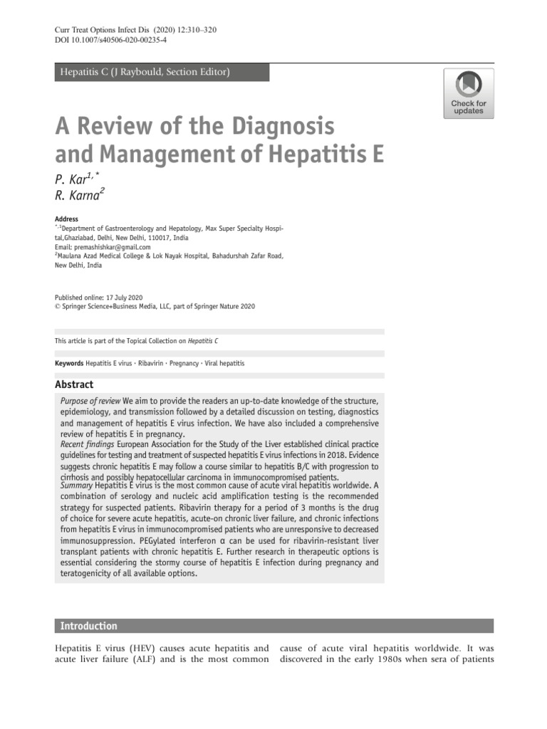 Hepatitis E Springer Nature 2020 1 | Download Free PDF | Hepatitis | Infection