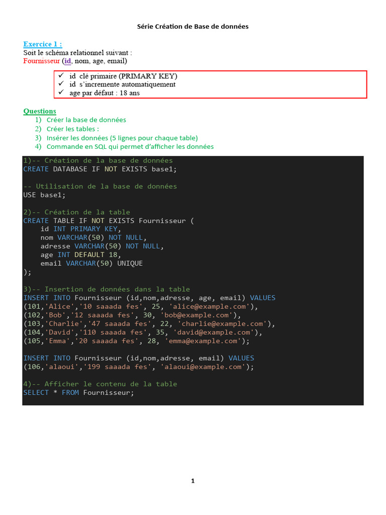 TP Creation de Base Donnee | PDF | SQL | Bases de données