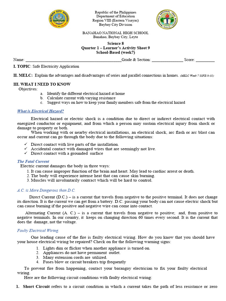 gr.8 las module 9 | PDF | Electrical Resistance And Conductance ...