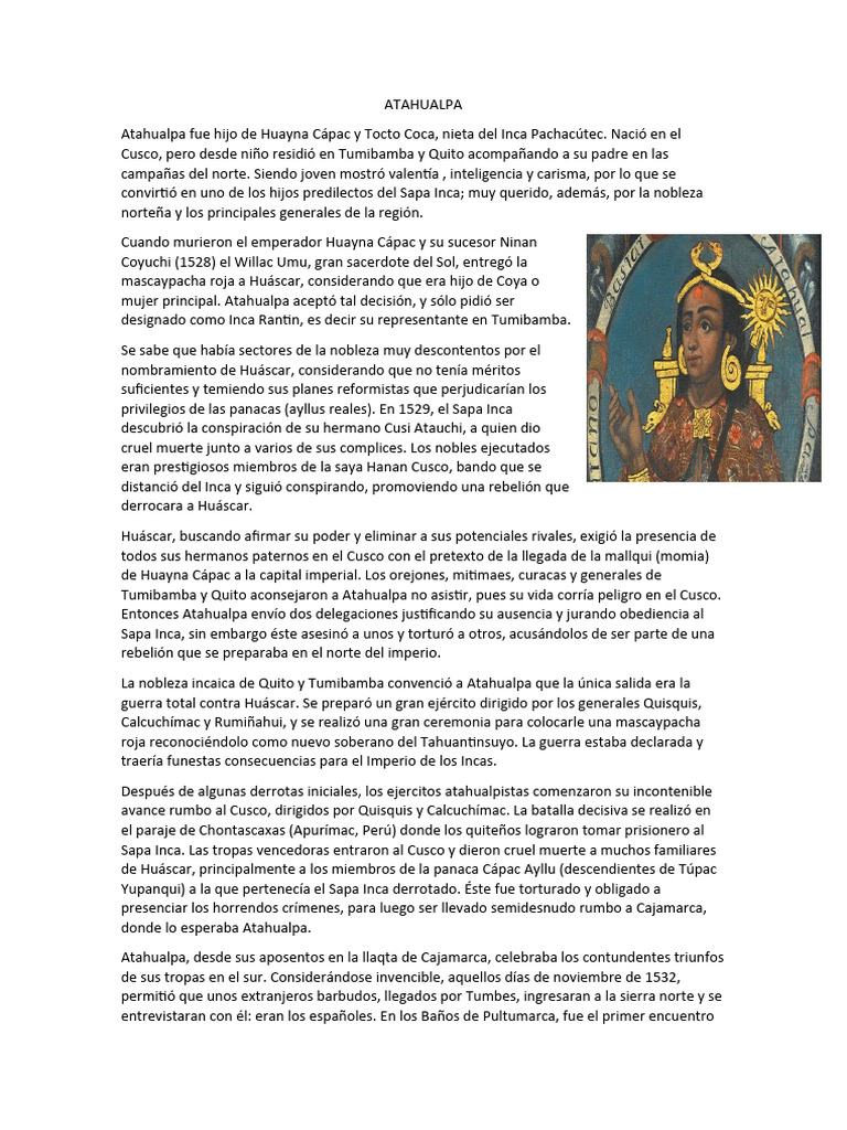ATAHUALPA | PDF | Francisco Pizarro | Imperio Inca
