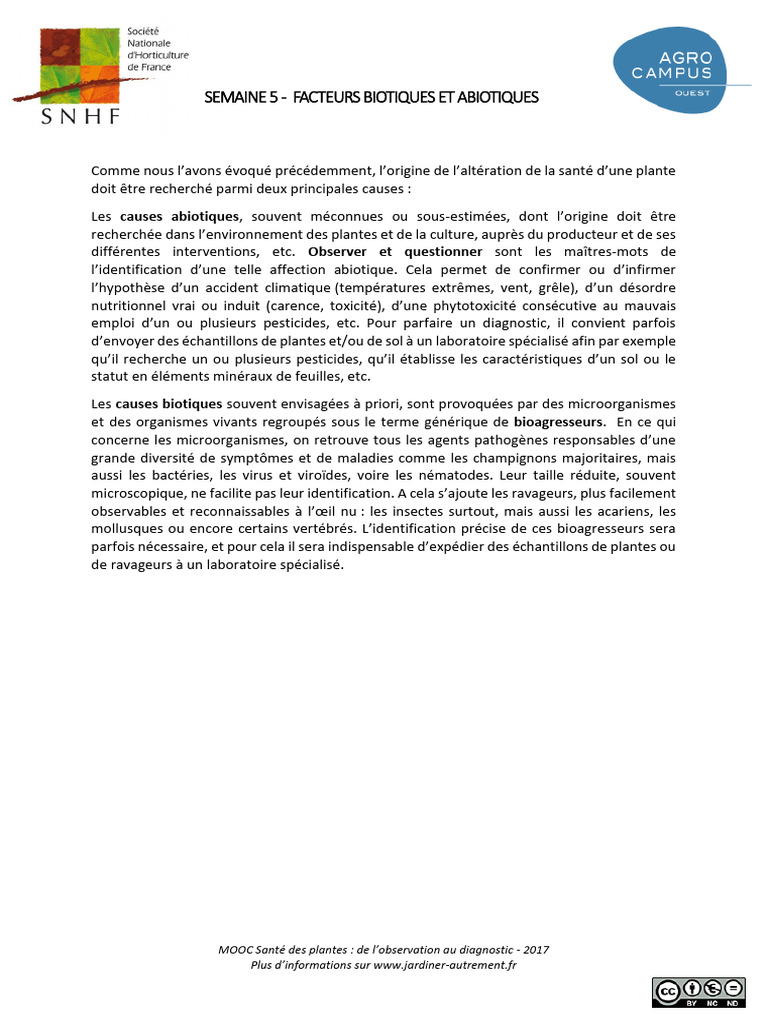 Facteurs biotiques et abiotiques en santé des plantes | PDF