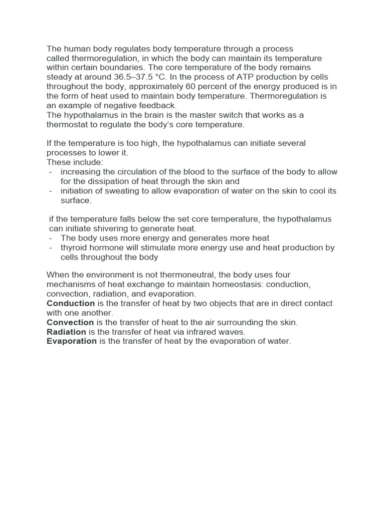 Body Temperature Regulation | PDF