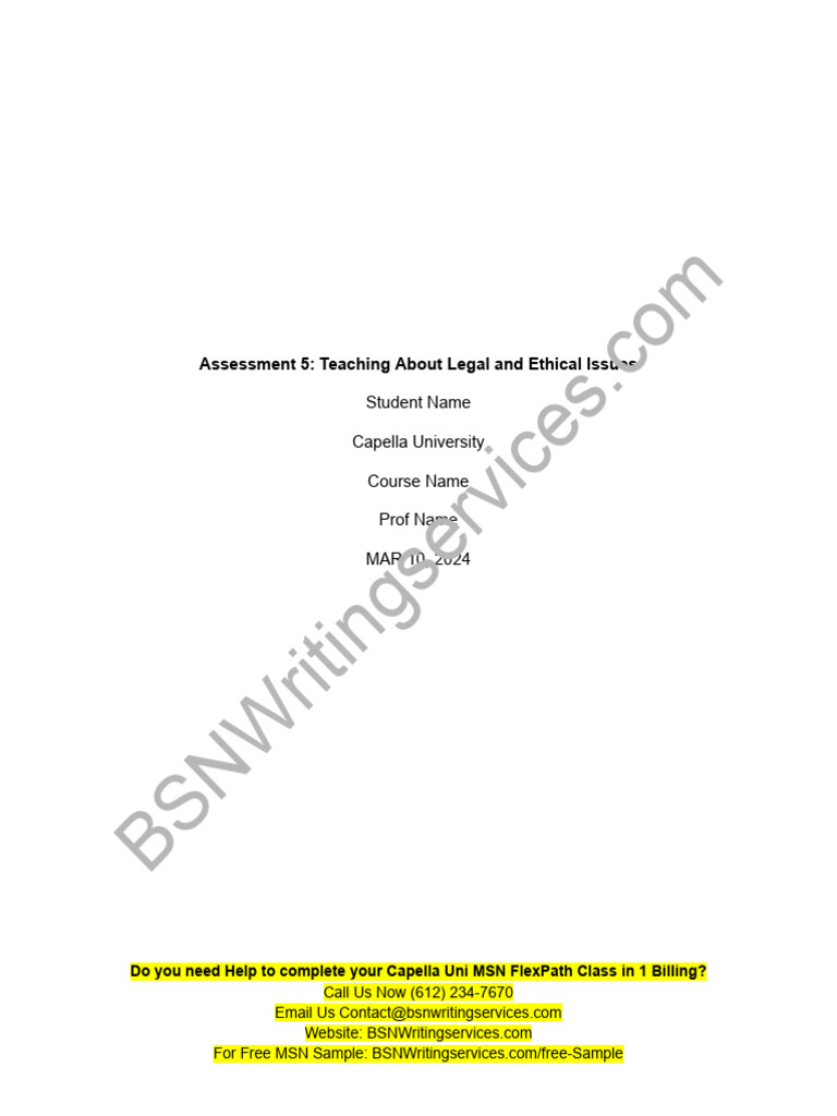 NURS FPX 6103 Assessment 5 Teaching About Legal and Ethical Issues ... NURS FPX 6103 Assessment 5 Teaching About Legal and Ethical Issues ...