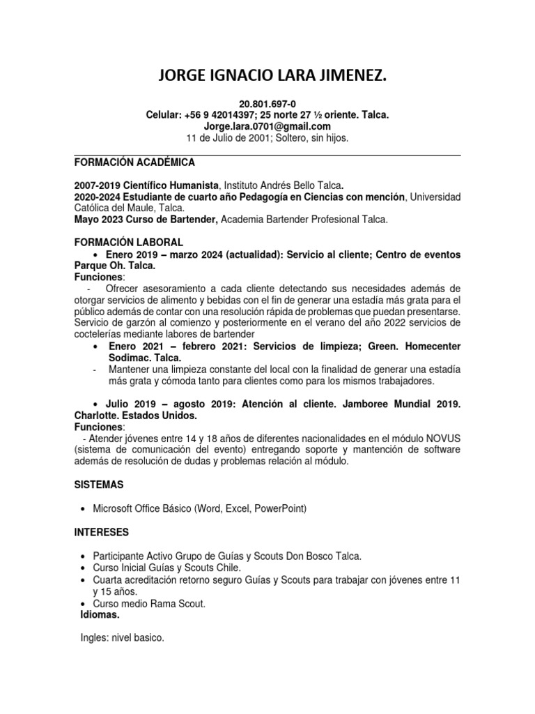 CV Jorge Lara | PDF