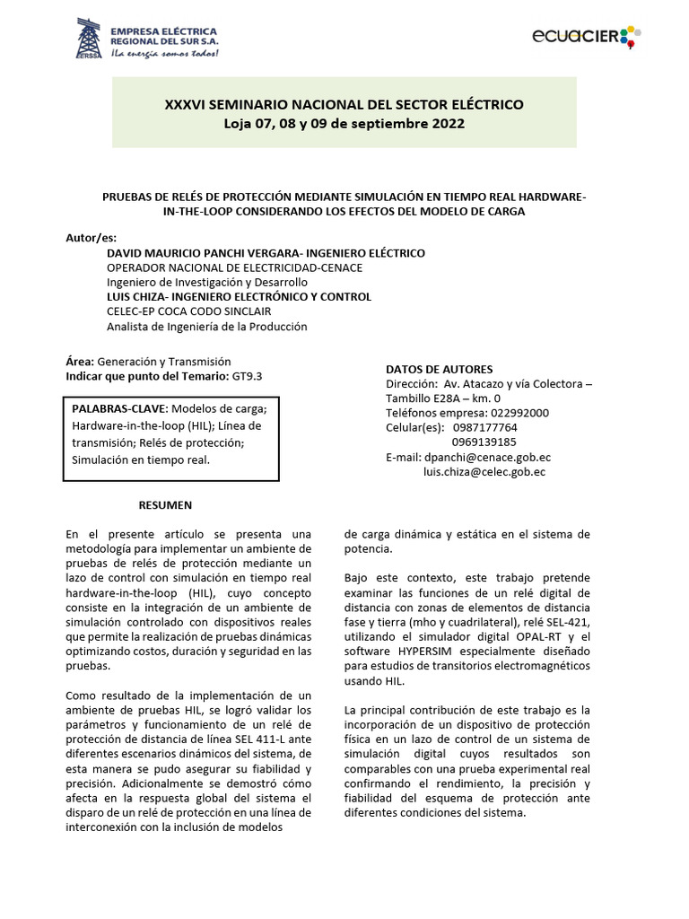 Pruebas HIL de Relés de Protección Eléctrica | PDF | Relé | Ingeniería ...