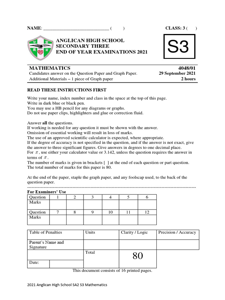 ahs eoy 2021 | PDF | Area | Rectangle