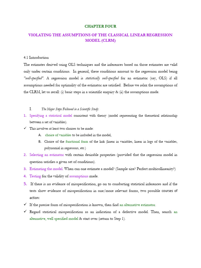 CLRM Assumption Violations Explained | PDF | Regression Analysis | Autocorrelation