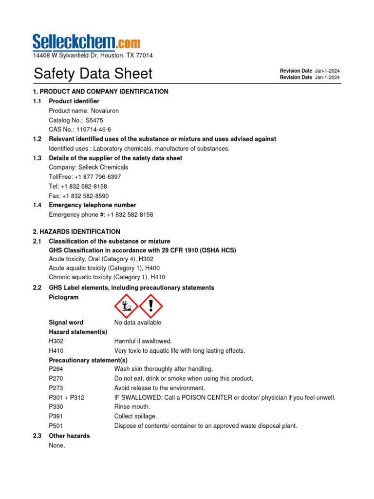 MSDS S5475 | PDF | Toxicity | Carcinogen