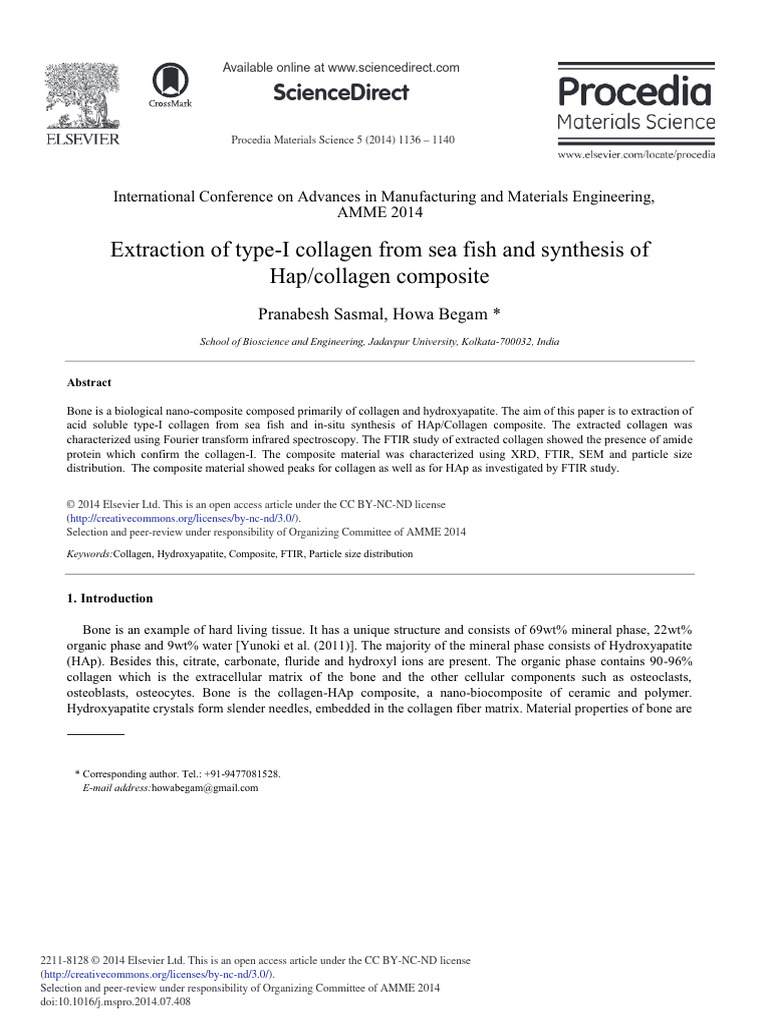 Extraction of Type-I Collagen From Sea Fish and Synthesis of Hap ...