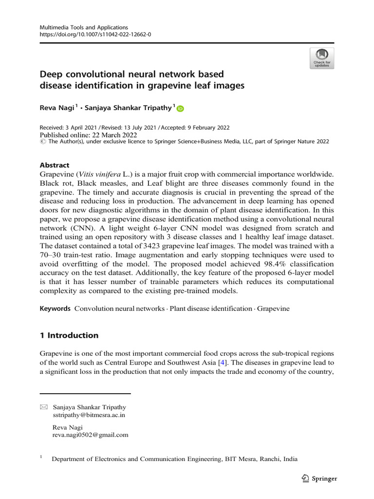 Nagi - Tripathy - Deep Convolutional Neural Network Based Disease Identification in Grapevine ...