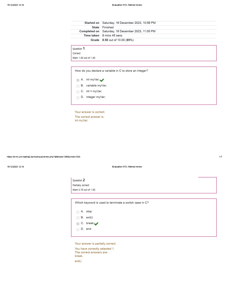 Evaluation N°2_ Attempt review | PDF | Computer Engineering | Computer Science