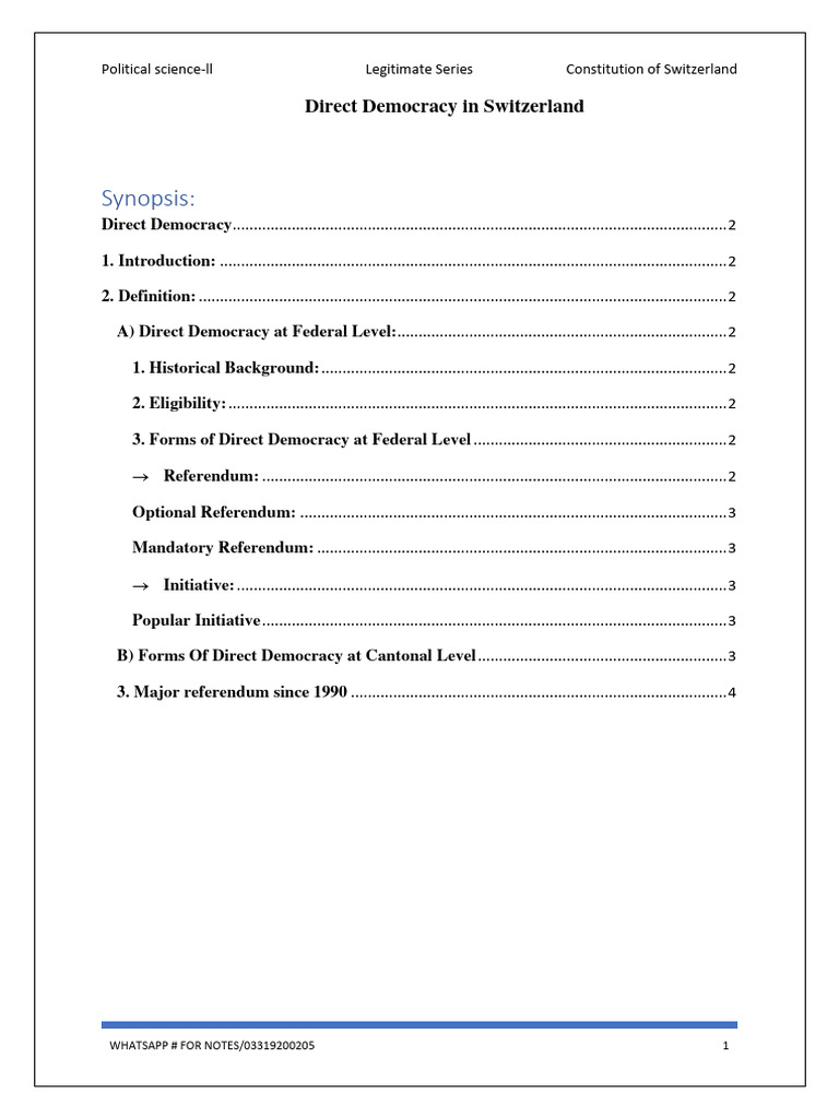 Overview of Swiss Direct Democracy | PDF | Democracy | Political Ideologies