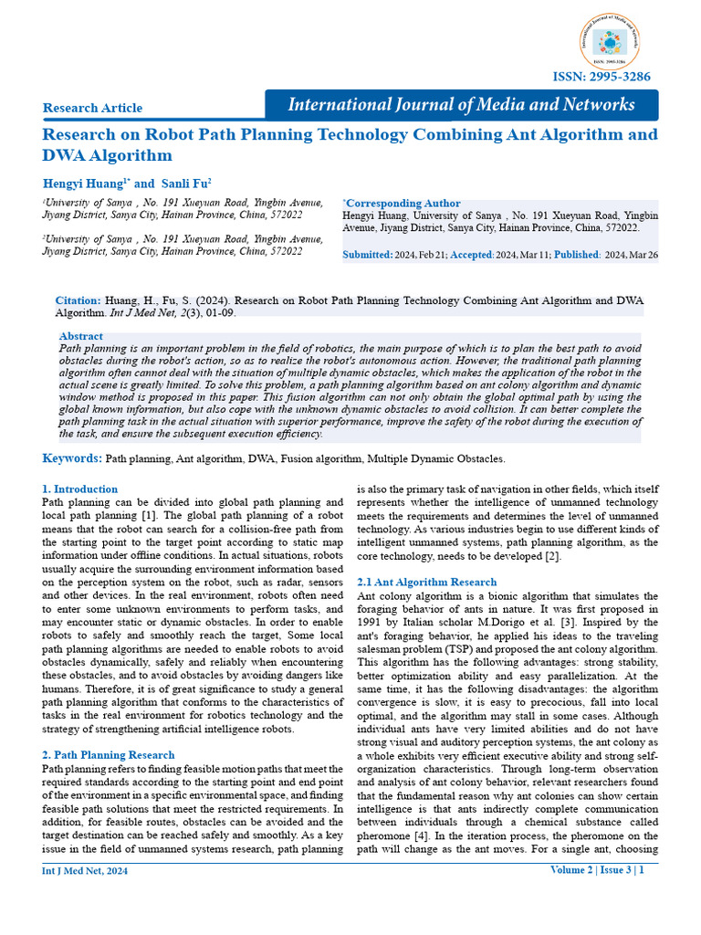 Research On Robot Path Planning Technology Combining Ant Algorithm And Dwa Algorithm Pdf 6328