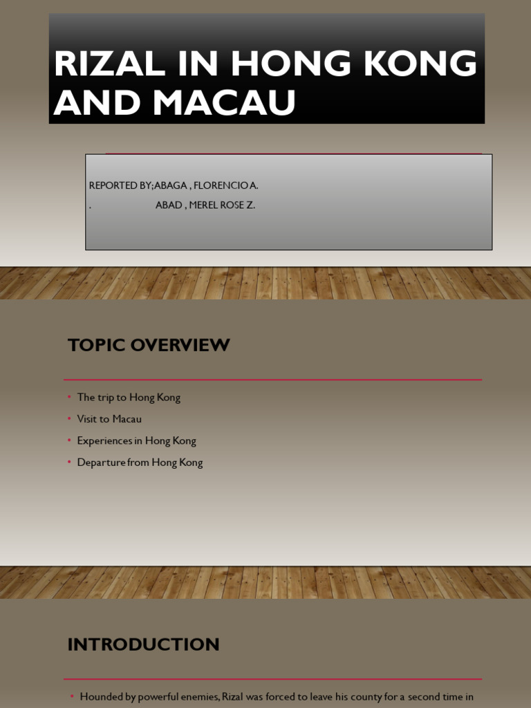 BSE 1C_Rizal In Hong Kong and Macau | PDF | Macau