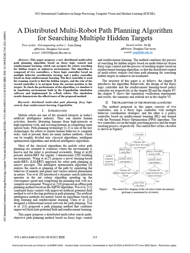 A Distributed Multi Robot Path Planning Algorithm For Searching Multiple Hidden Targets Pdf