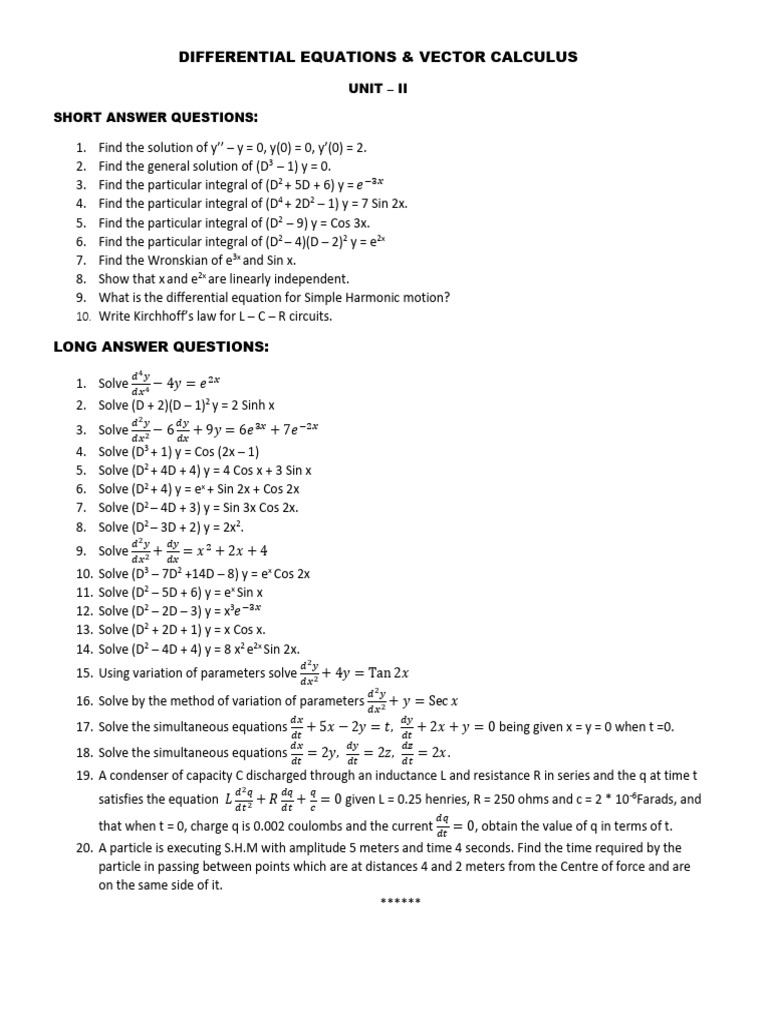 Devc Unit-Ii QB | PDF | Differential Equations | Calculus