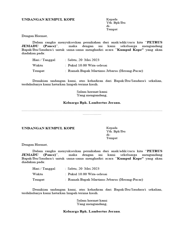 Undangan Kumpul Kope | PDF