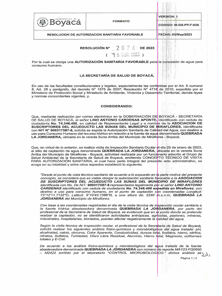 Autorizacion Sanitaria Sunas | PDF