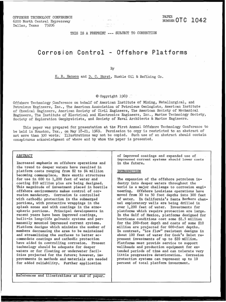 Corrosion Control Offshore Platforms Pdf Corrosion Anode