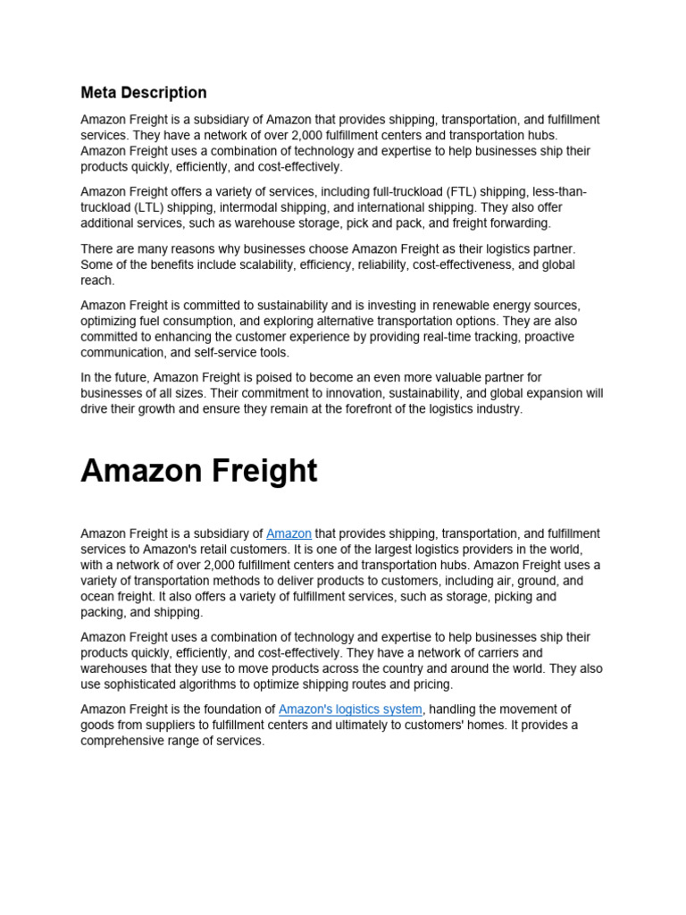 Amazon Freight | PDF | Cargo | Logistics