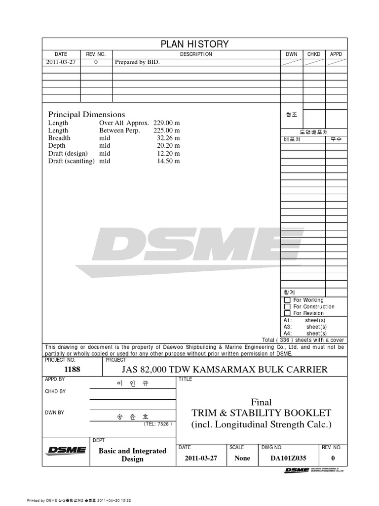 Trim and Stability Booklet | Download Free PDF | Tonnage | Hull ...