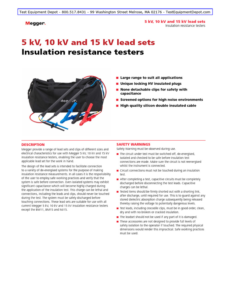 insulation-resistance-tester-test-leads_datasheet | PDF | Insulator ...