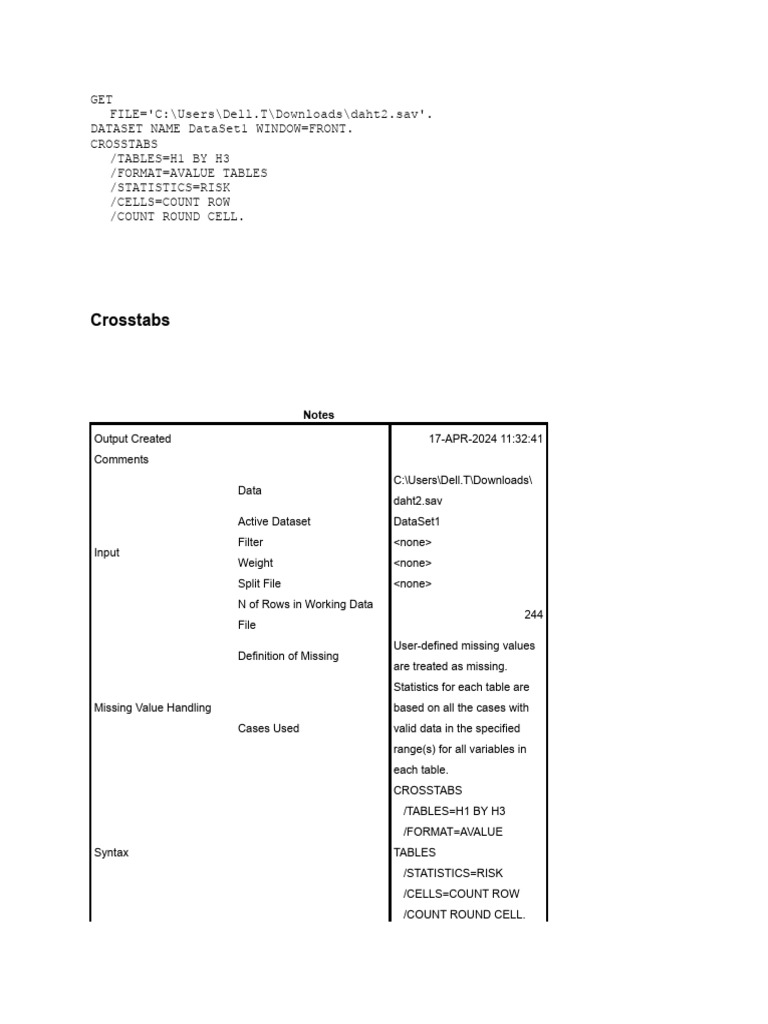 Crosstabs | PDF | Statistical Theory | Statistical Analysis